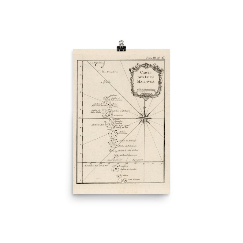 Old Maldives Atoll Map (1764) Vintage Maldivian Islands Atlas Poster - Etsy
