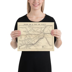 Old Tokyo Japan Railway Map (1957) Vintage Japanese Capital City Rail ...