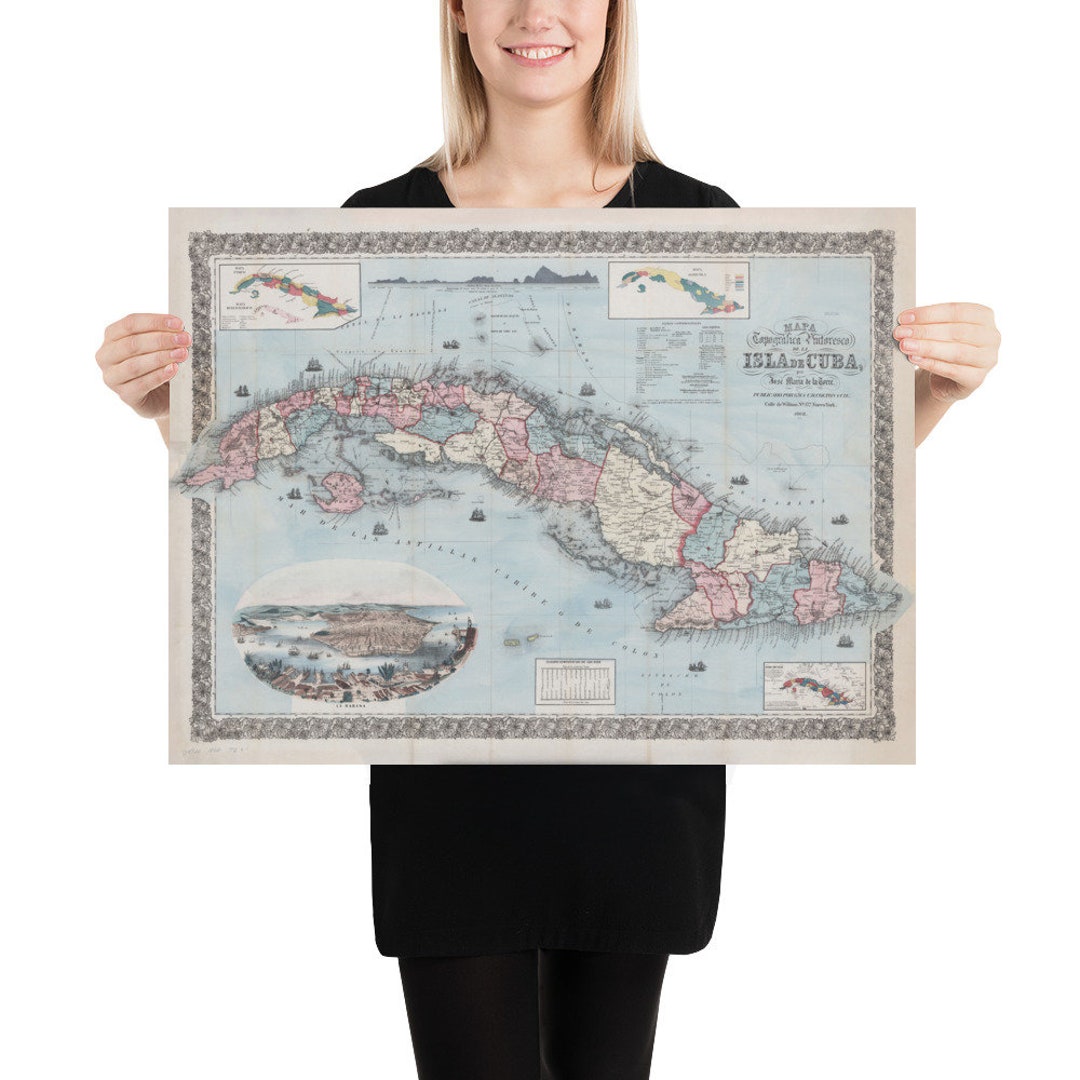 Old Cuba Map (1868) Vintage Cuban Island Atlas Poster - Etsy