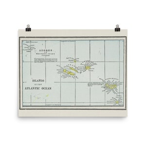 Old Azores Portugal Map (1901) Vintage Açores Portuguese Islands Atlas ...