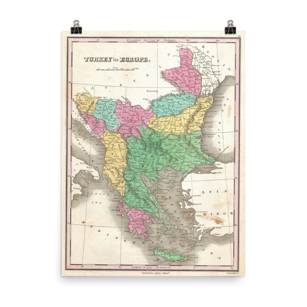 Old Balkans Map (1827) Vintage Balkan Peninsula Region Atlas Poster - Etsy