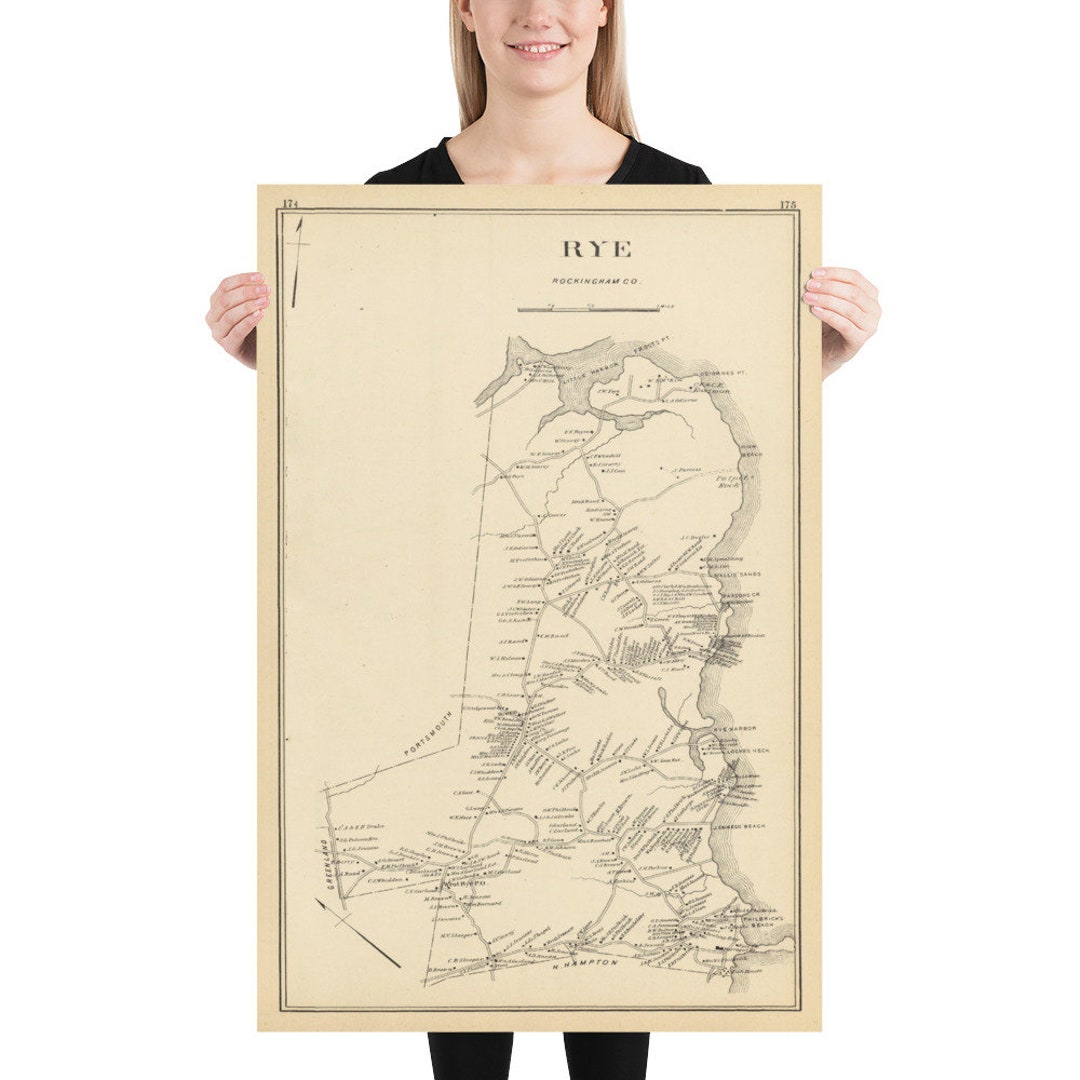 Old Rye NH Map (1892) Vintage New Hampshire Beach Town Atlas Poster - Etsy