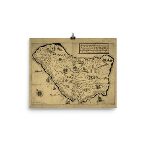 Old Barbados Map (1657) Vintage Pictorial Island Atlas Poster - Etsy