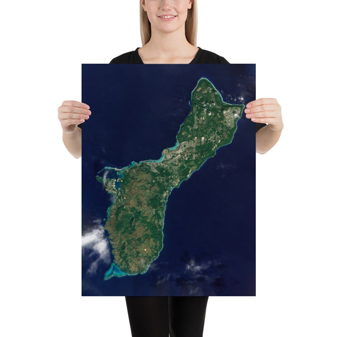 Guam Satellite Photograph Map Poster - Etsy