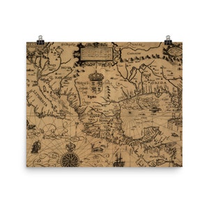 Old Mexico Map (1600) Vintage Spanish Main Explorer Atlas Poster - Etsy