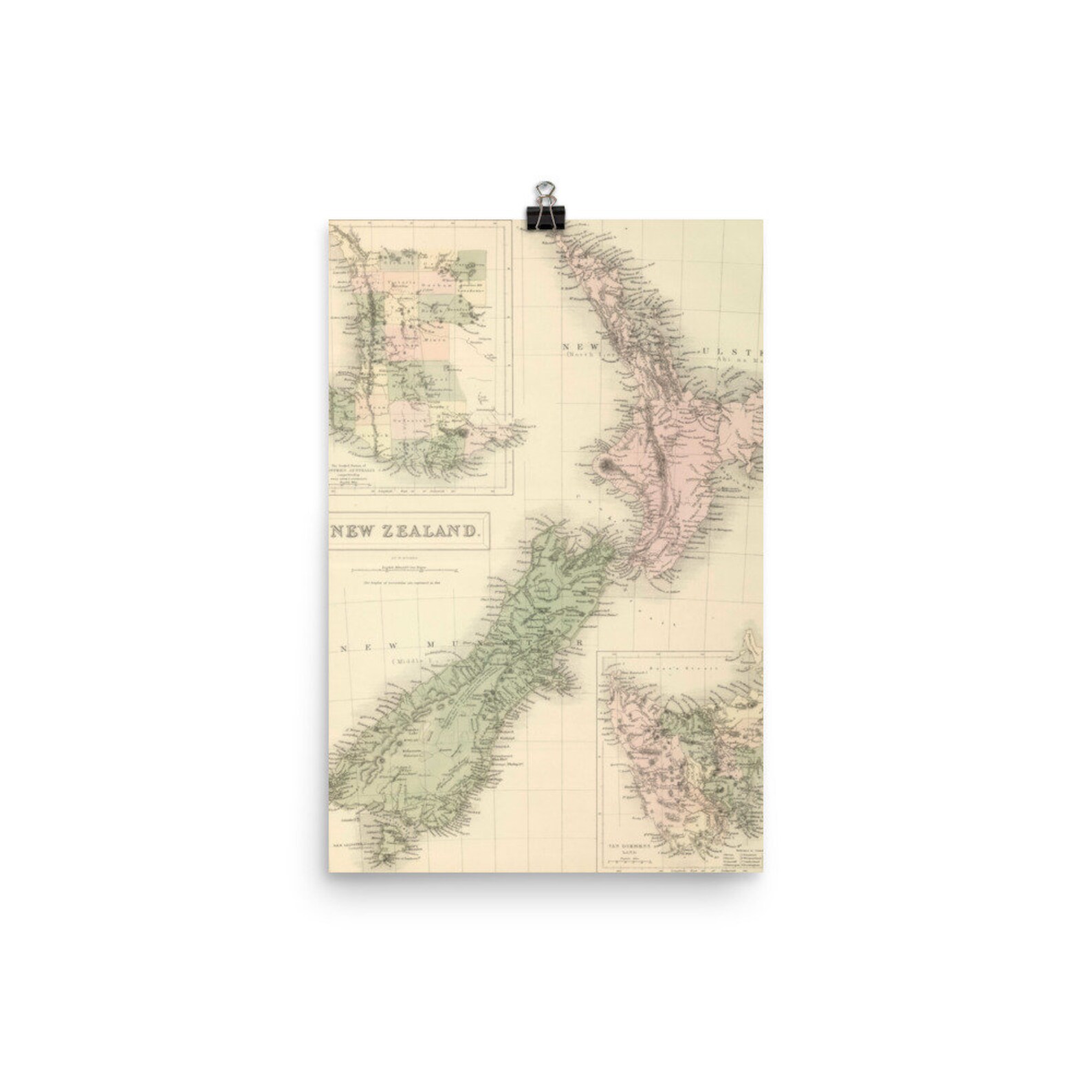 New Zealand Vintage Map Reproduction. Antique New Zealand Atlas and ...