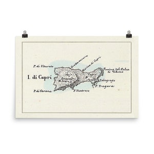 Old Capri Italy Island Map (1845) Vintage Italian Isle Atlas Poster - Etsy