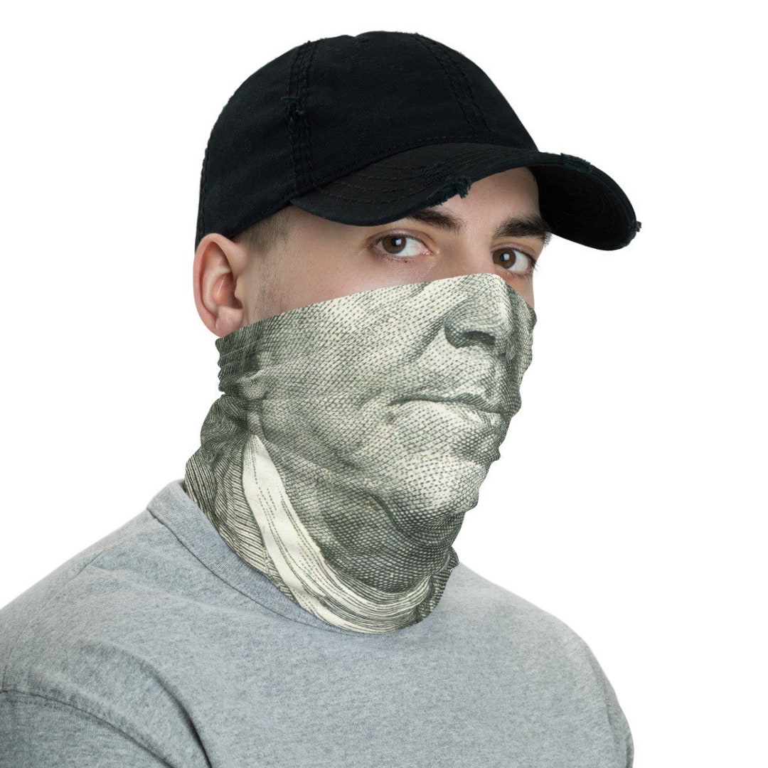 100 Dollar Bill Face Mask - US Currency Ben Franklin Neck Gaiter - Etsy