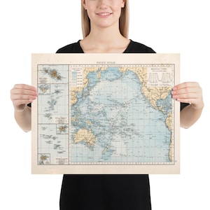 Old Pacific Ocean Map (1900) Vintage Oceanic Geography Atlas Poster - Etsy
