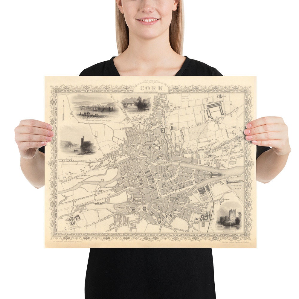 Old Cork Ireland Map 1851 Vintage Corcaigh City & Street - Etsy UK