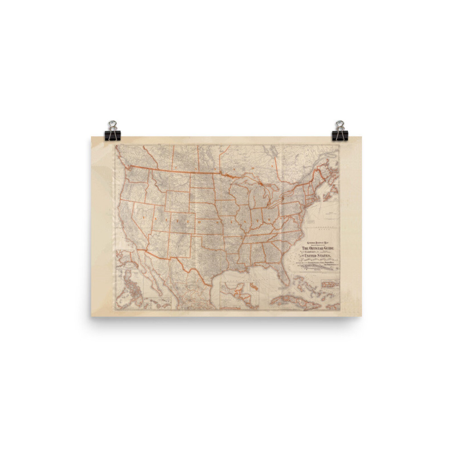 Complete US Railroad Map 1918 Old United States Railway - Etsy