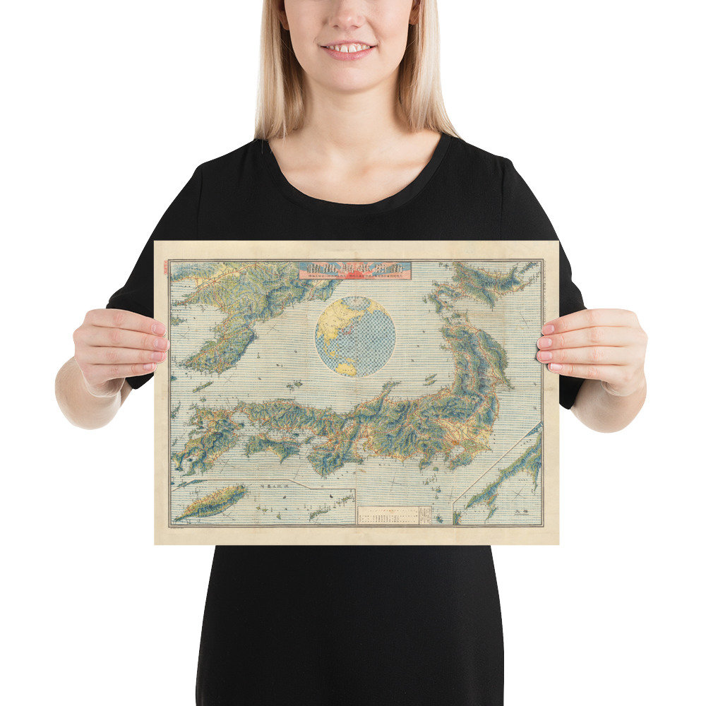 Old Japan and Korea Map (1915) Vintage Japanese Sea Birds Eye View ...
