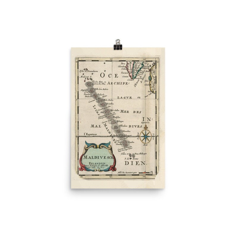 Old Maldives Map 1705 Vintage Maldivian Islands Atlas Poster | Etsy