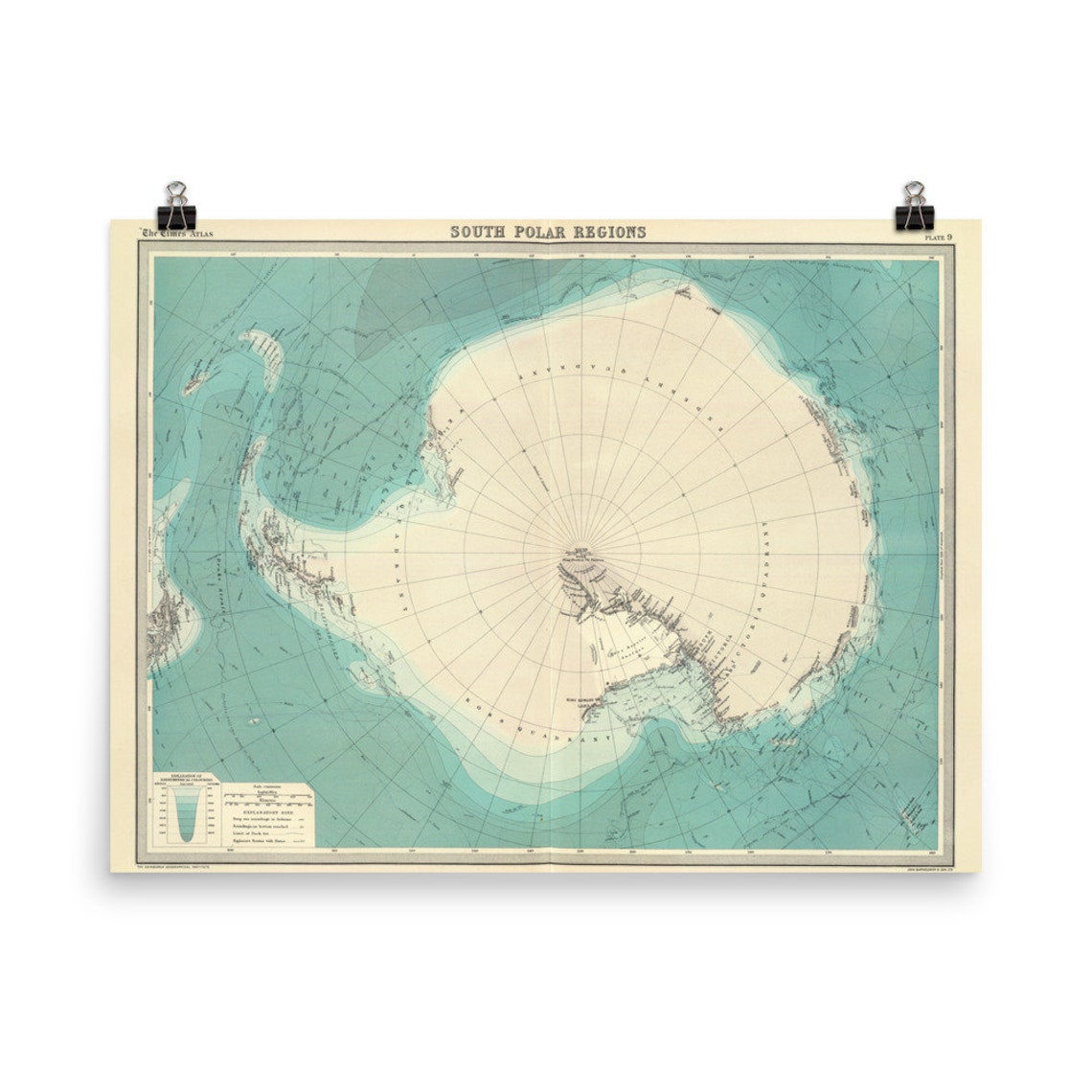 Old Antarctica Map 1922 Vintage South Pole Atlas Poster - Etsy