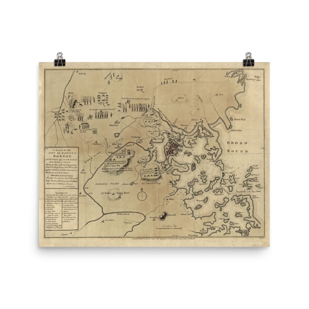 Old Boston Revolutionary War Map (1775) Siege of Boston Atlas Poster - Etsy