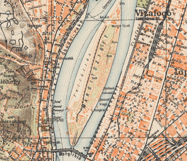 Old Budapest Hungary Map 1919 Vintage Hungarian Capital City | Etsy