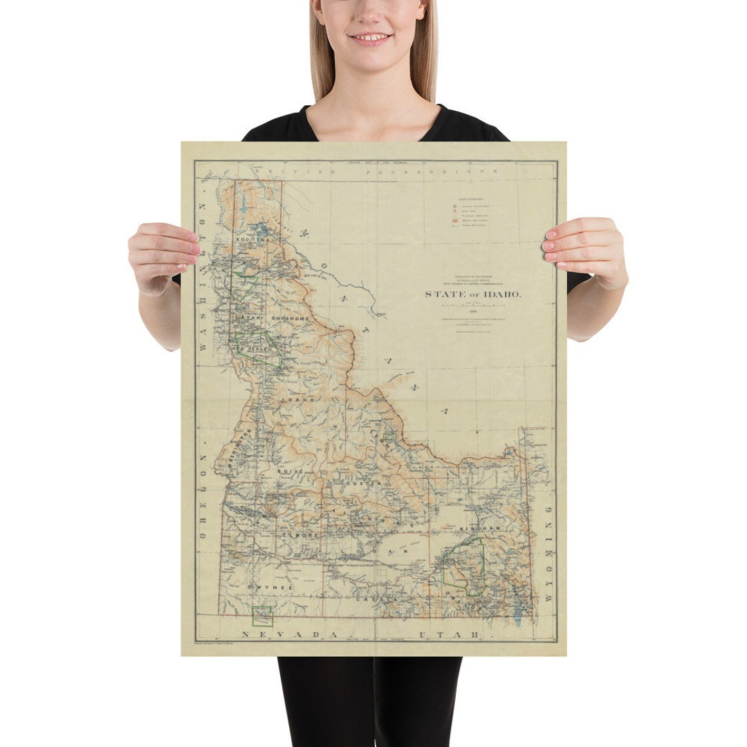 Old Idaho Map (1891) Vintage Potato State Atlas Poster - Etsy