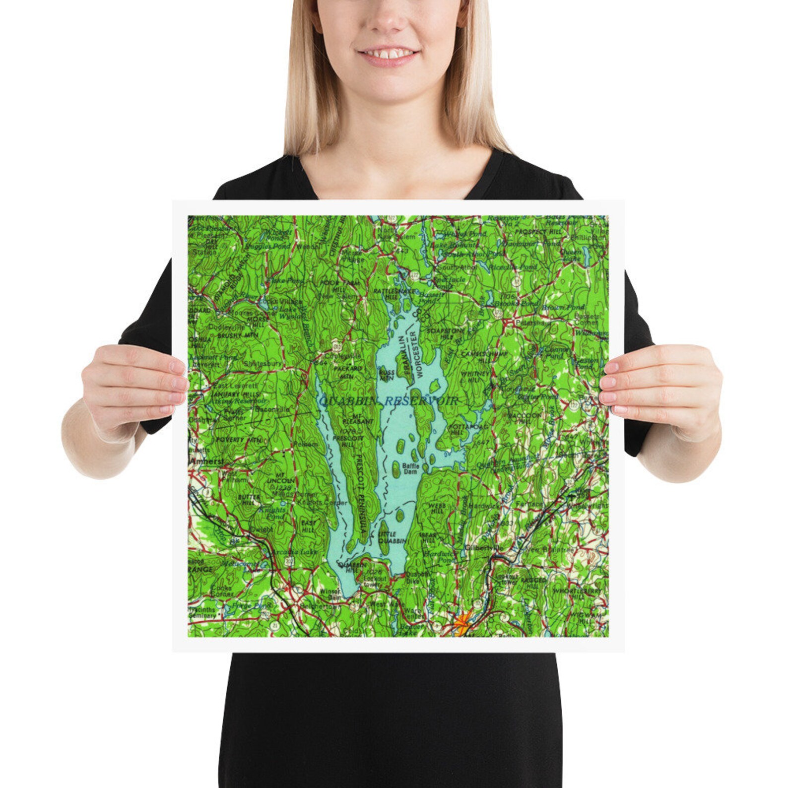 Old Quabbin Reservoir Map 1962 Vintage Western Massachusetts - Etsy