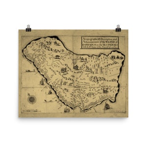 Old Barbados Map (1657) Vintage Pictorial Island Atlas Poster - Etsy