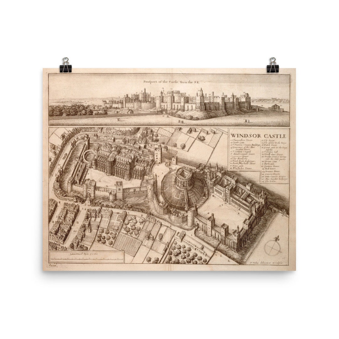Windsor Castle Map (1677) Medieval England Castle Architecture Atlas ...