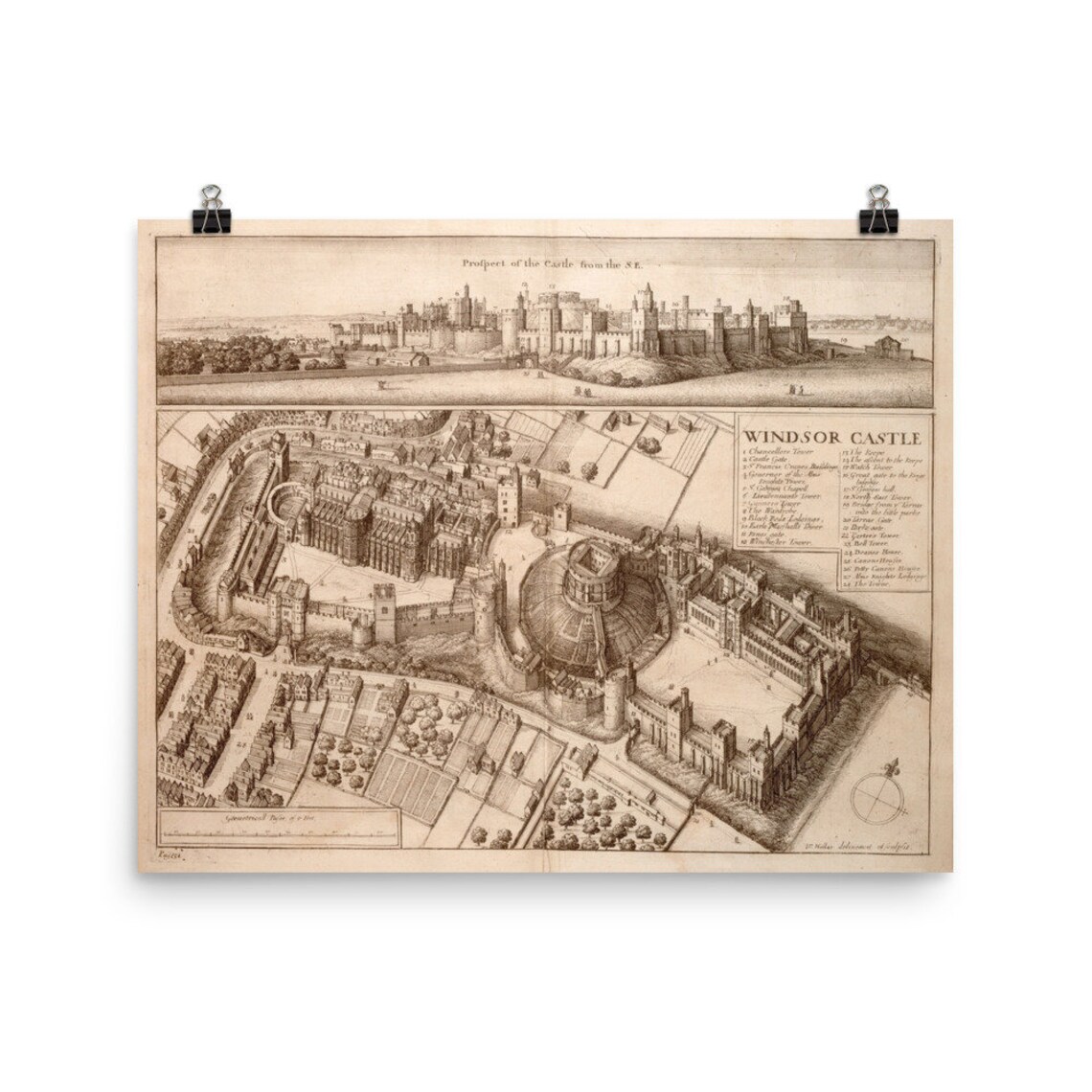 Windsor Castle Map 1677 Medieval England Castle Architecture - Etsy