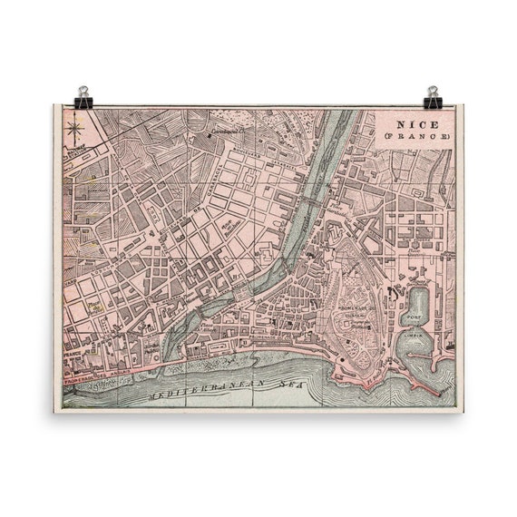 Vintage Nice France Map 1901 Old Nice La Belle French - Etsy