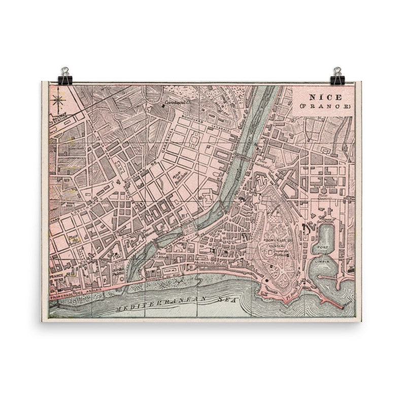 Vintage Nice France Map 1901 Old Nice La Belle French - Etsy