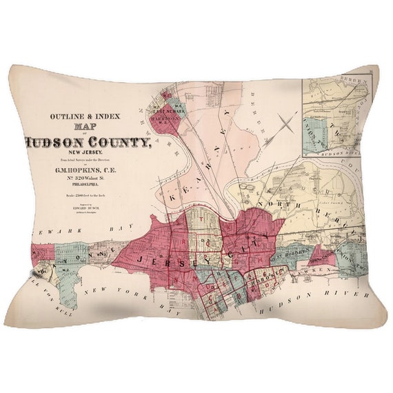 Hudson County NJ Map 1873 Old New Jersey Counties Atlas - Etsy