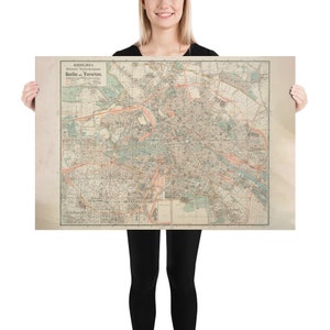Vintage Berlin Germany Map (1904) Old German Capital City Atlas Poster ...