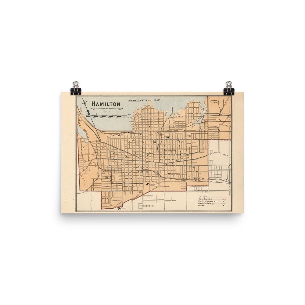 Old Hamilton Ontario Map 1906 The Ambitious City Canada | Etsy