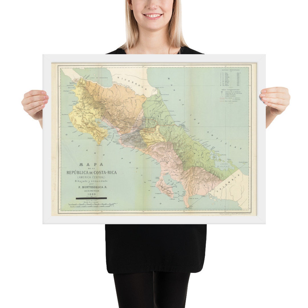 Old Costa Rica Map 1889 Vintage Latin America Country Atlas - Etsy