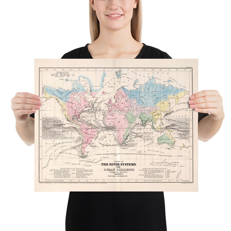 Old World Ocean Currents Map (1856) Vintage Global Nautical & Maritime ...
