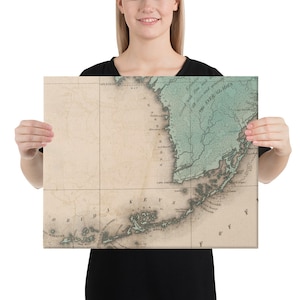 Florida Keys Map (1883) Vintage Nautical Atlas Canvas - Etsy