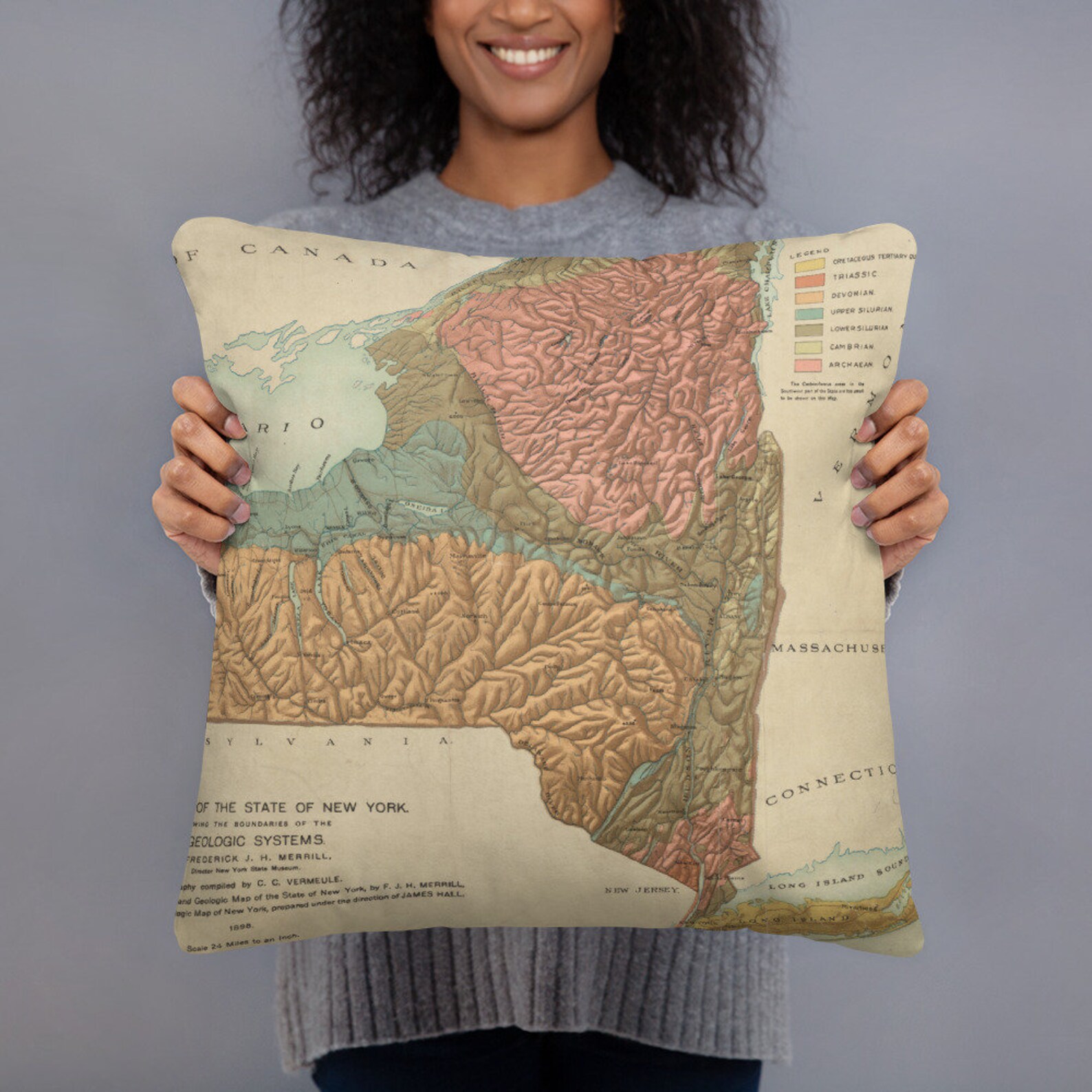 Geologic Map of New York State (1898) Old NY State Geology Atlas Basic ...