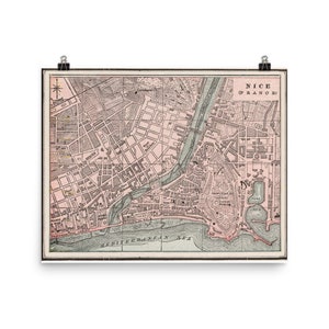 Vintage Nice France Map (1901) Old Nice La Belle French Riviera City ...