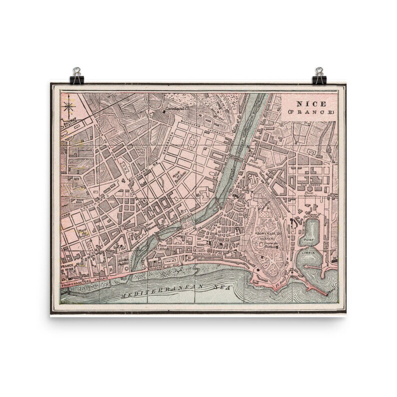 Vintage Nice France Map 1901 Old Nice La Belle French - Etsy
