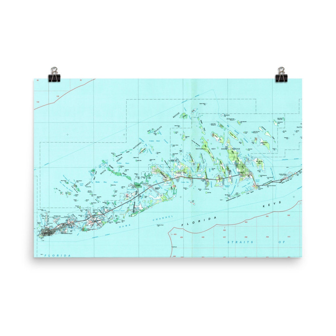 Florida Keys Map (1983) Key West, Big Pine Key, Sugarloaf Key, Cudjoe ...