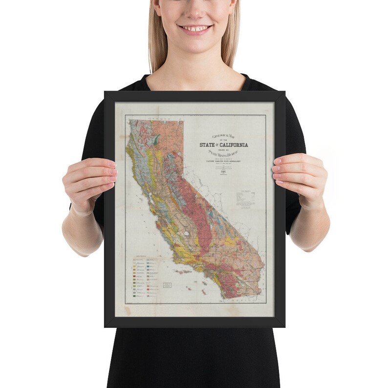 Geological Map of California (1906) Old CA Geology Atlas Framed Poster ...