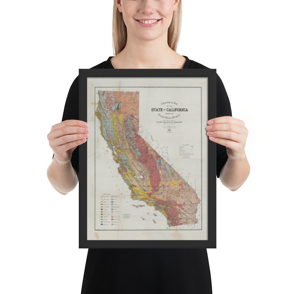 Geological Map of California (1906) Old CA Geology Atlas Framed Poster ...