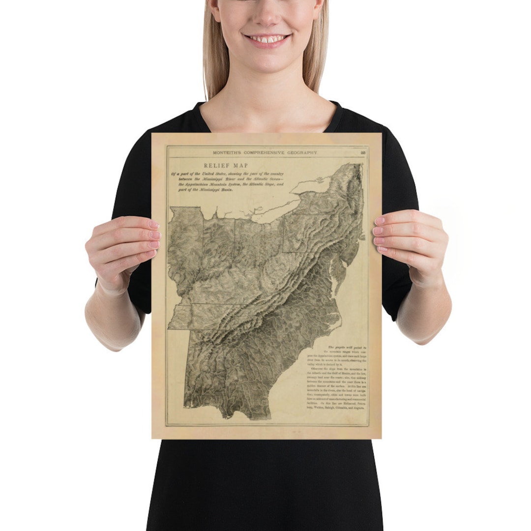 Old Appalachian Trail Map (1877) Vintage Appalachia Mountains Atlas ...