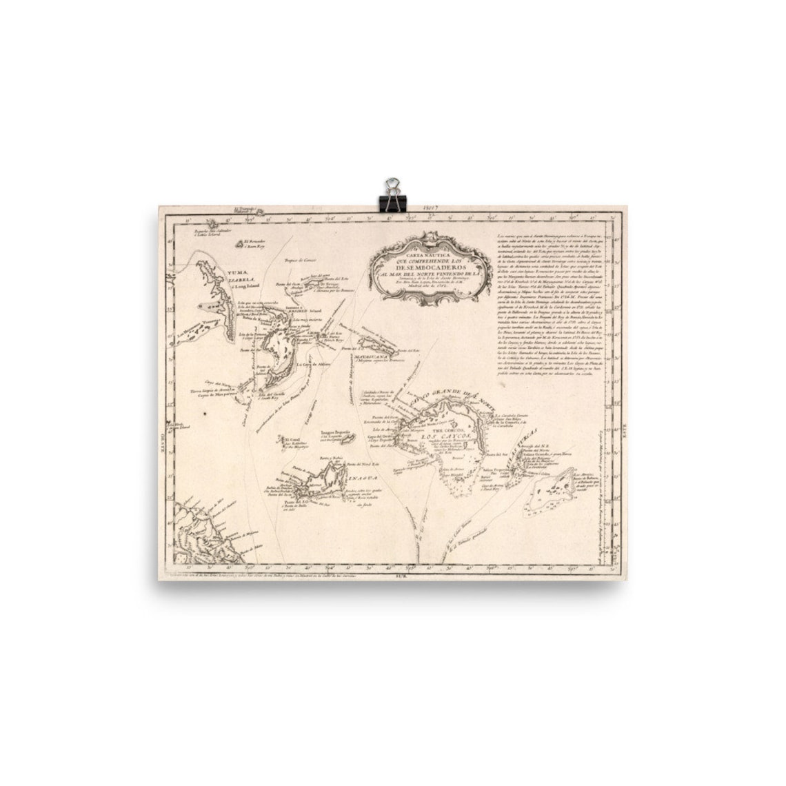 Turks and Caicos Vintage Map 1782 Lucayan Archipelago Old | Etsy