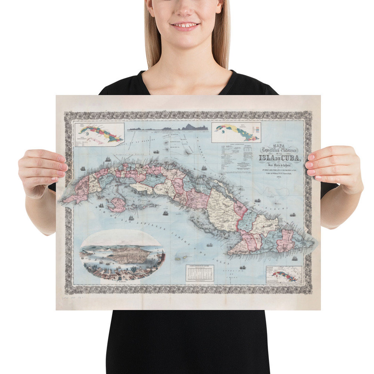 Old Cuba Map (1868) Vintage Cuban Island Atlas Poster - Etsy