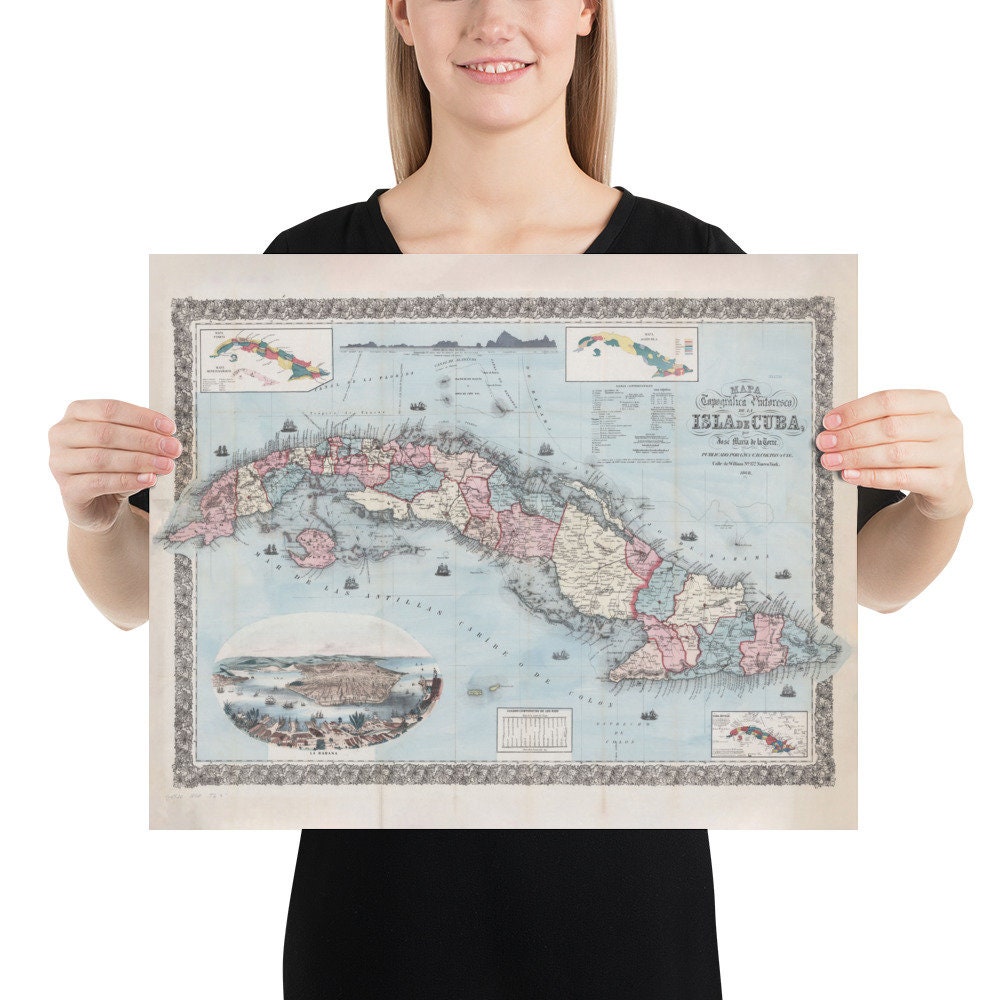 Old Cuba Map (1868) Vintage Cuban Island Atlas Poster - Etsy