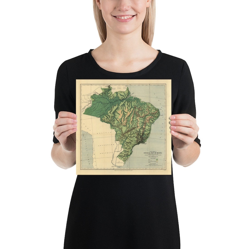 Old Brazil Physical Map 1886 Vintage Brazilian Relief Atlas - Etsy
