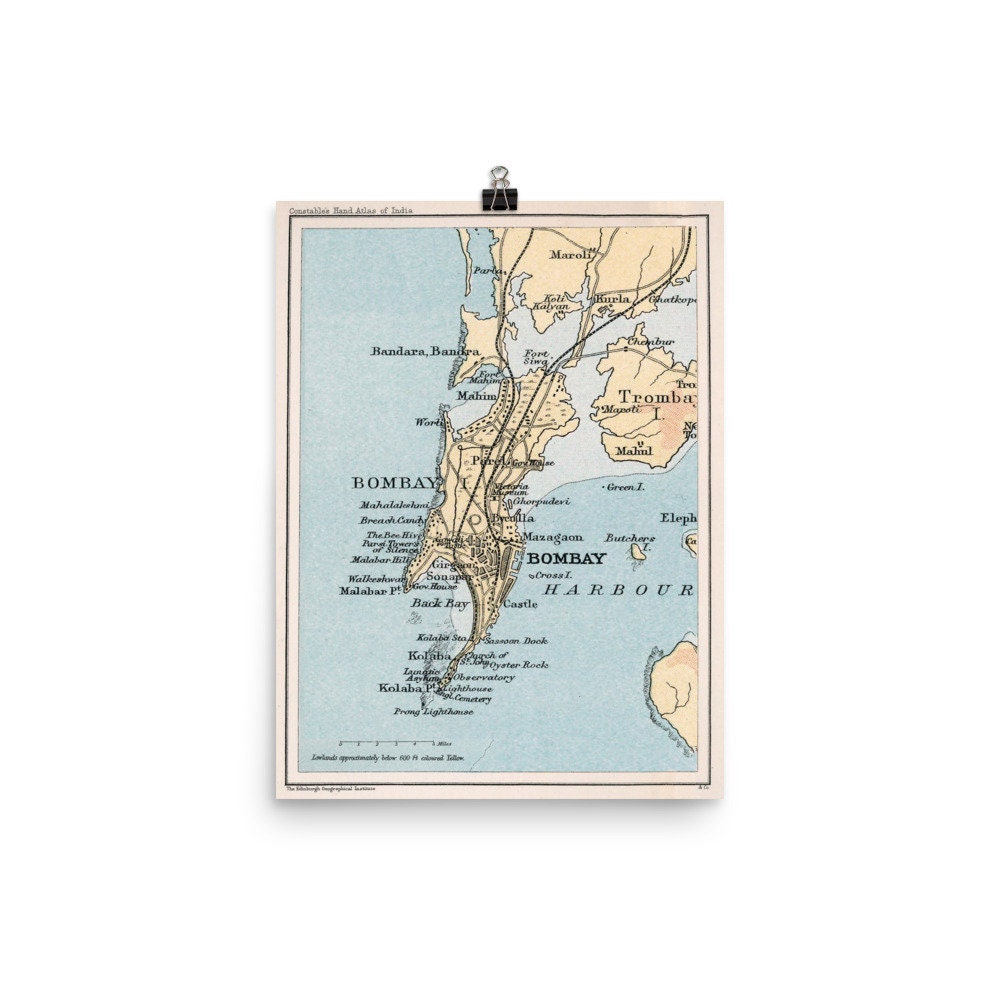 Mumbai Map 1893 Old Bombay India Atlas Poster - Etsy