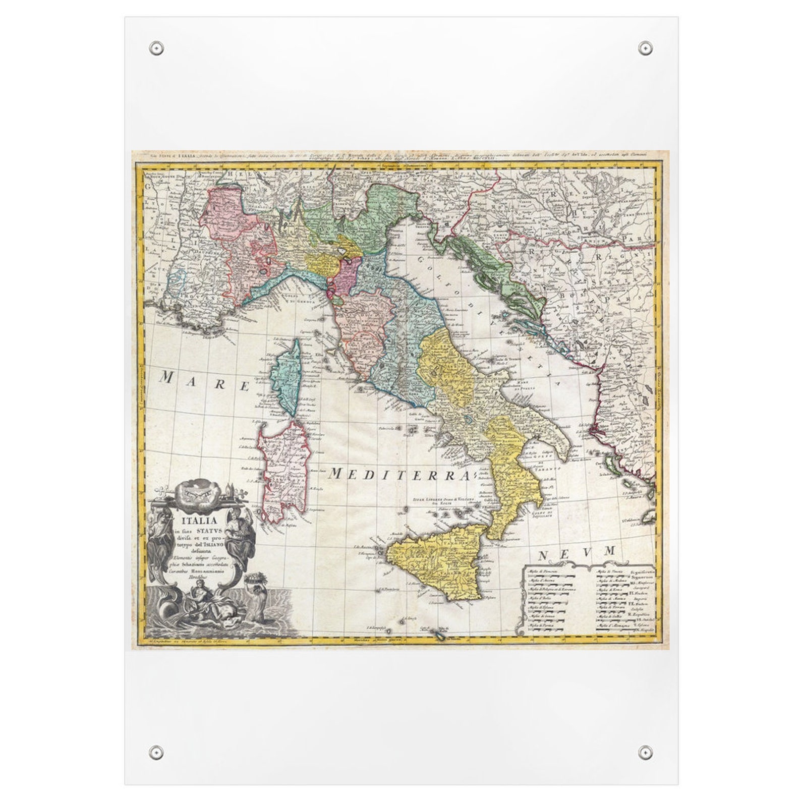 Old Italy Map (1742) Vintage Italian Atlas Tapestry - Etsy