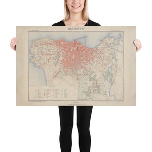 Old Beirut Lebanon Map (1922) Vintage Lebanese City Atlas Poster - Etsy