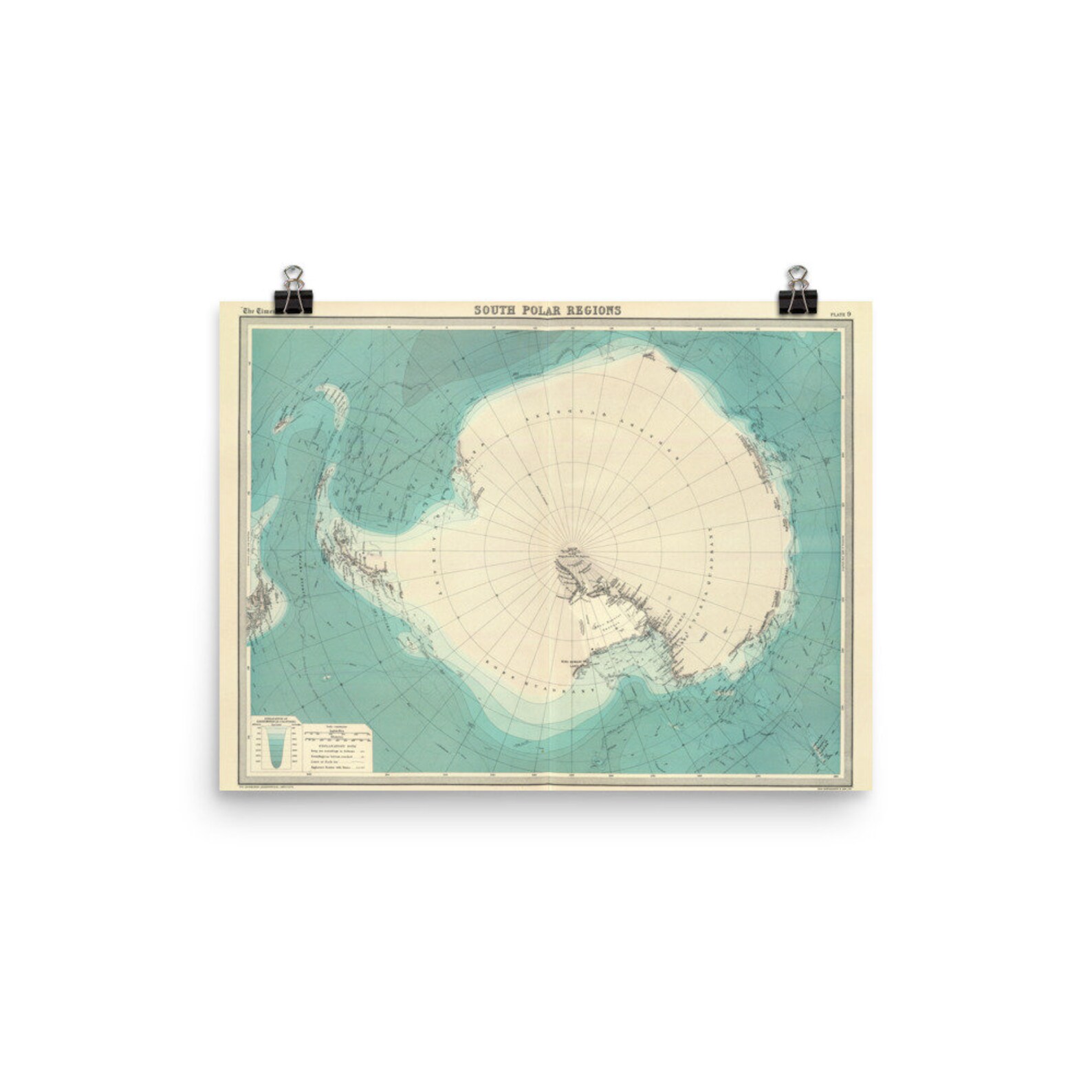 Old Antarctica Map 1922 Vintage South Pole Atlas Poster - Etsy