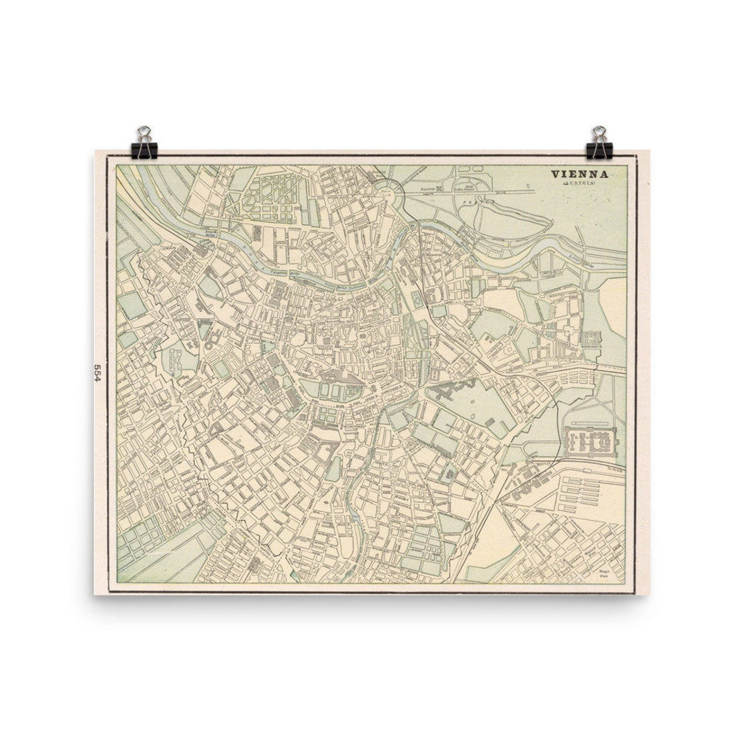 Vintage Vienna Austria Map (1901) Old Austrian Capital City Atlas ...
