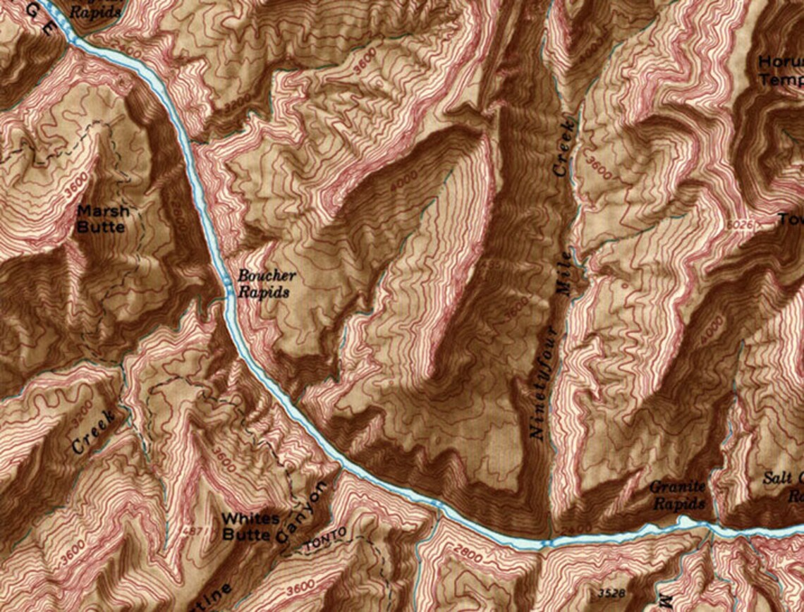 Grand Canyon Topography Map 1972 National Park Topo Atlas | Etsy